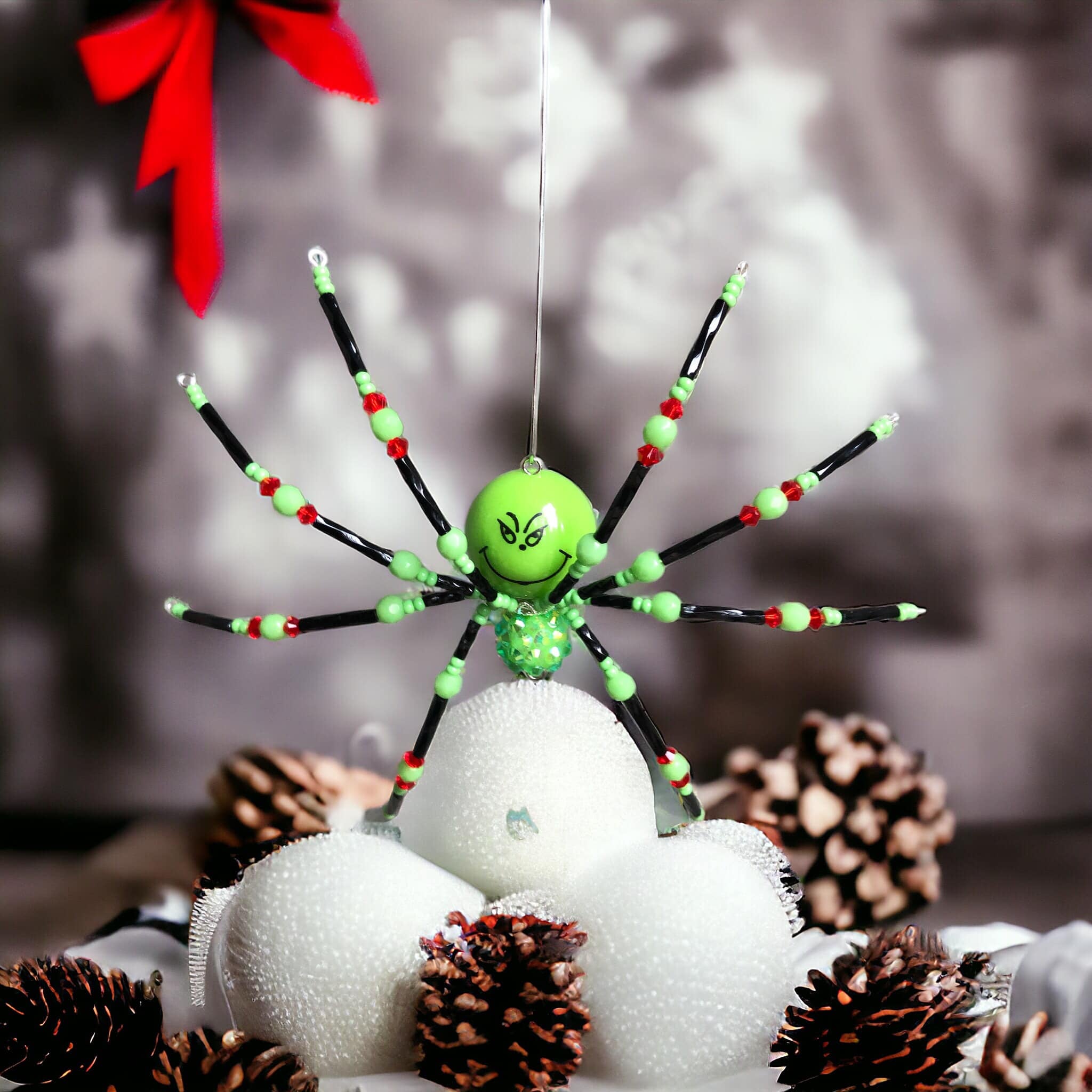 Green Grinch Christmas Spider Style 3 | The Spider Lady