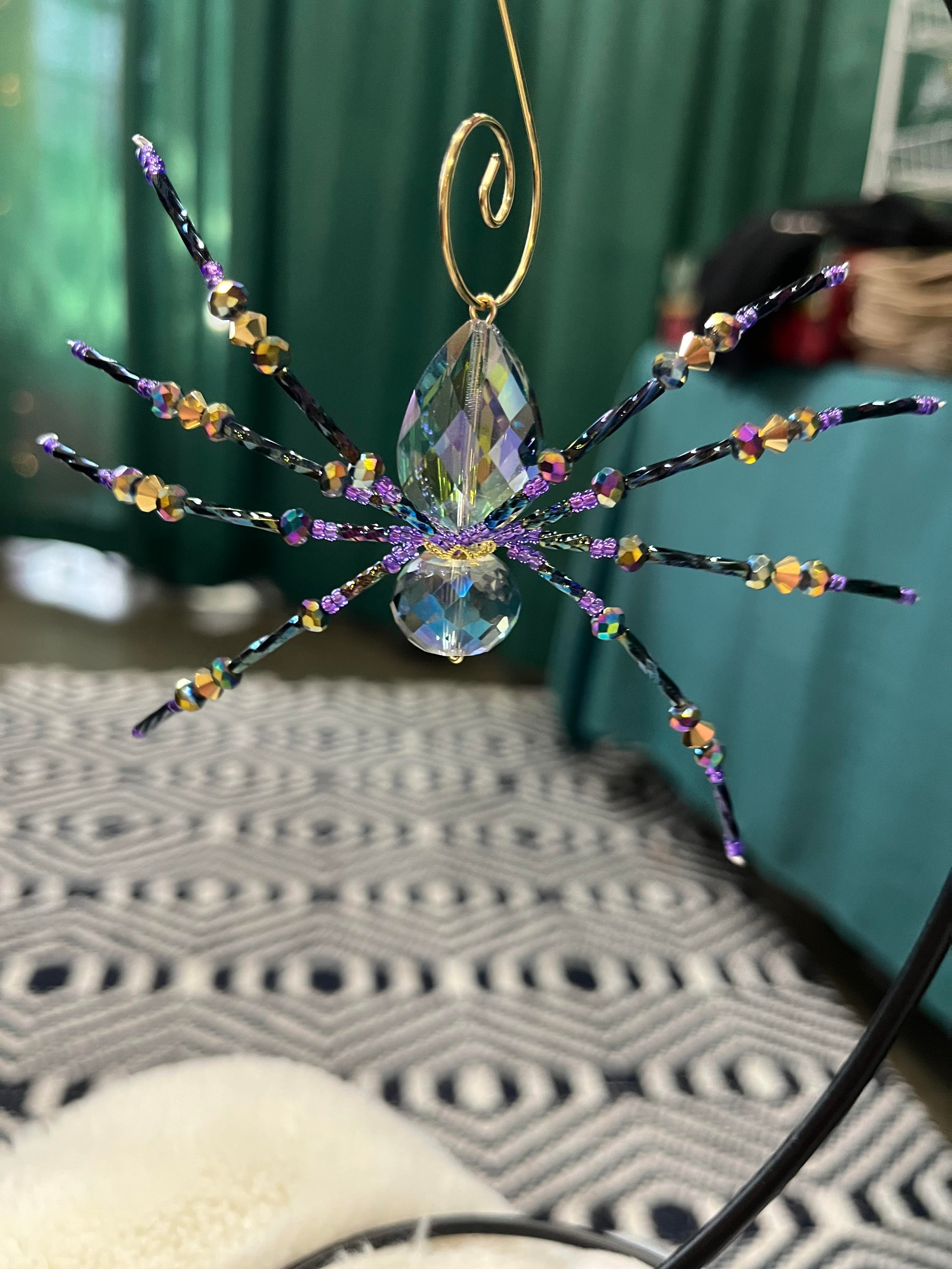 Iridescent Teardrop Garden Spider with Plant Stake | The Spider Lady