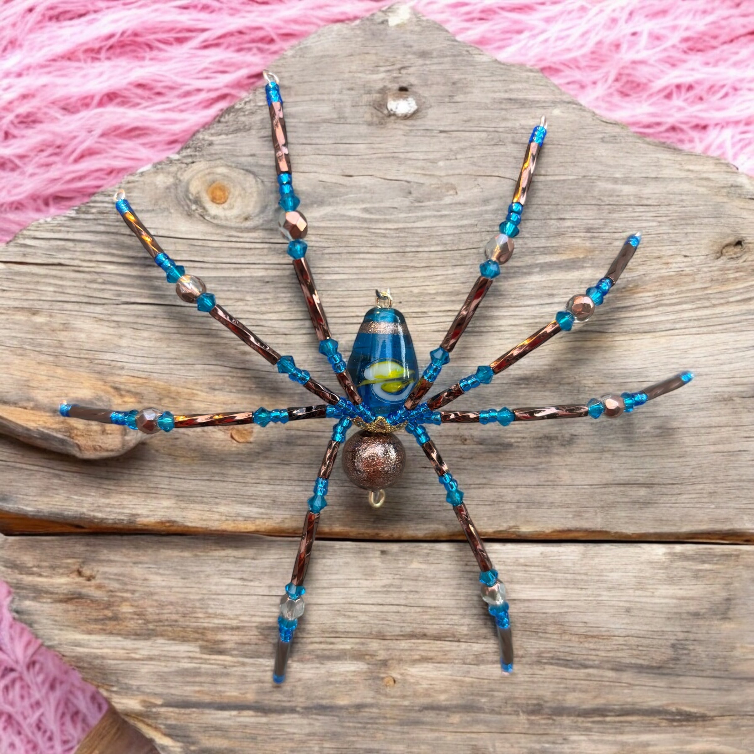 Aqua/Copper Garden Spider | The Spider Lady